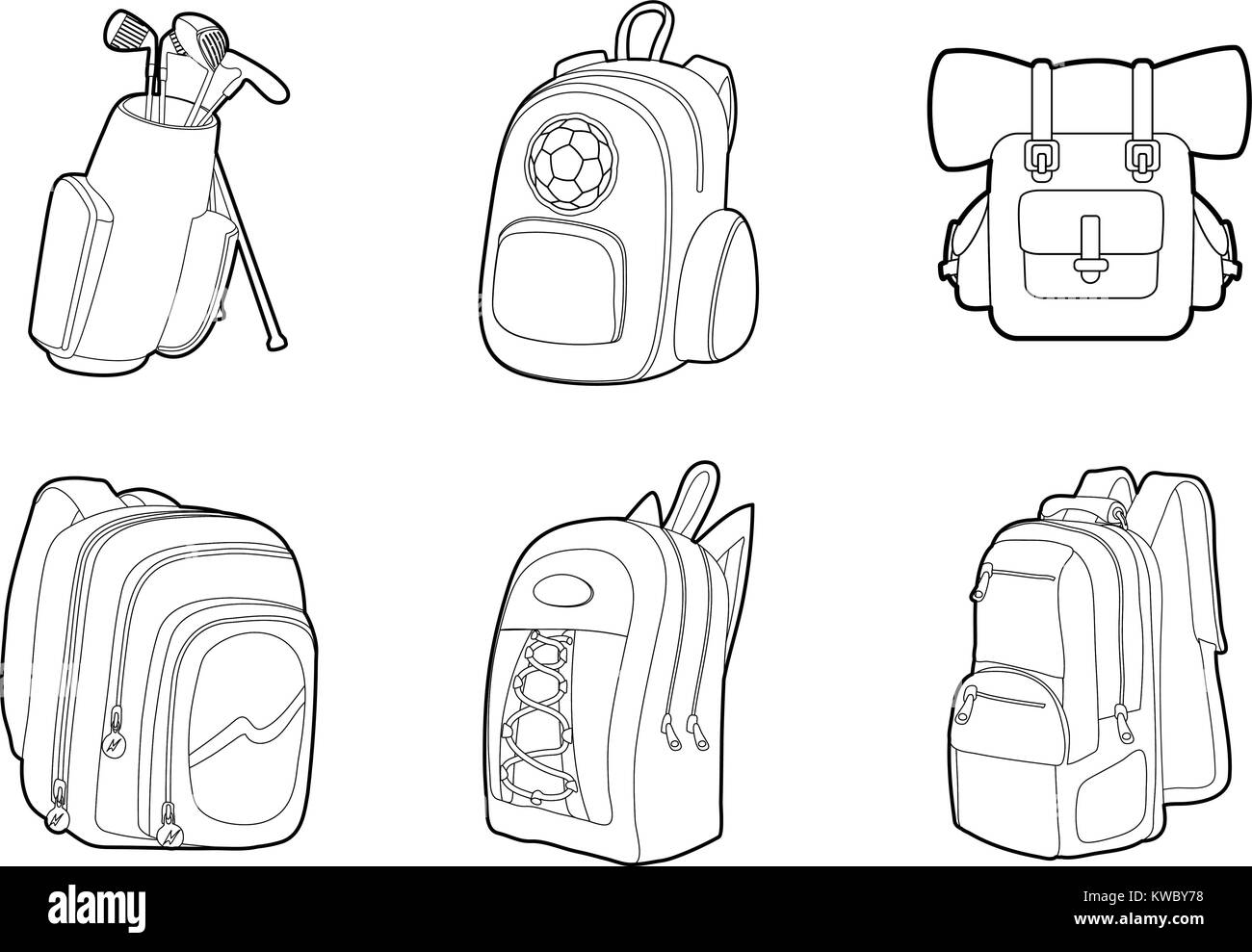 Backpack icon set, outline style Stock Vector Image & Art - Alamy