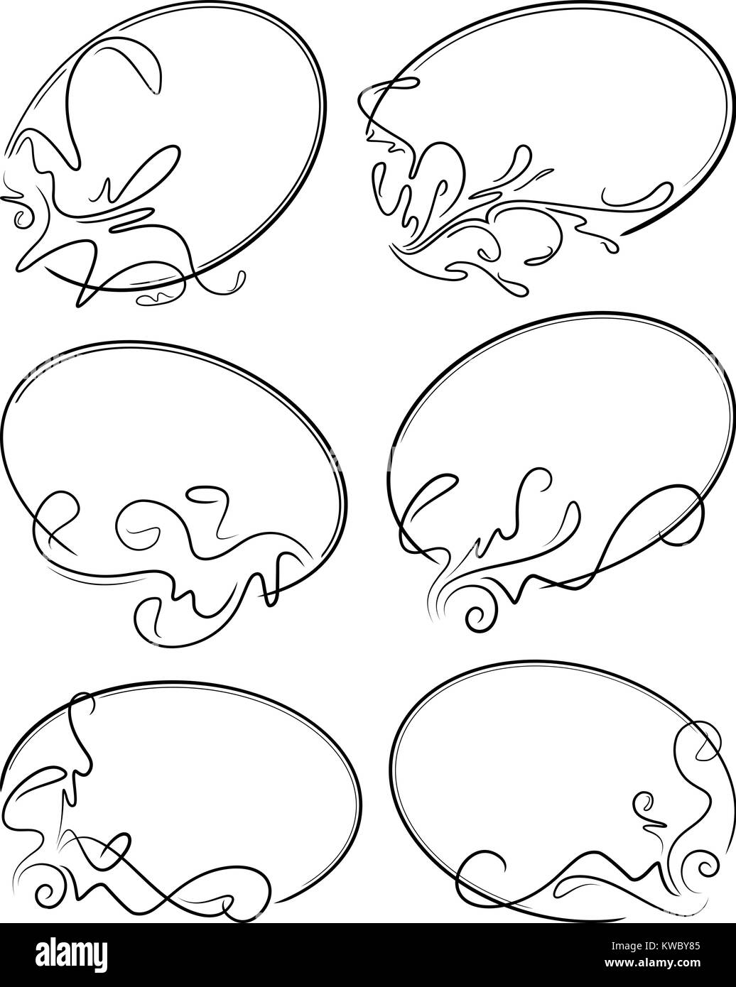 Beautiful set of six decorative oval vector frames Stock Vector Image ...