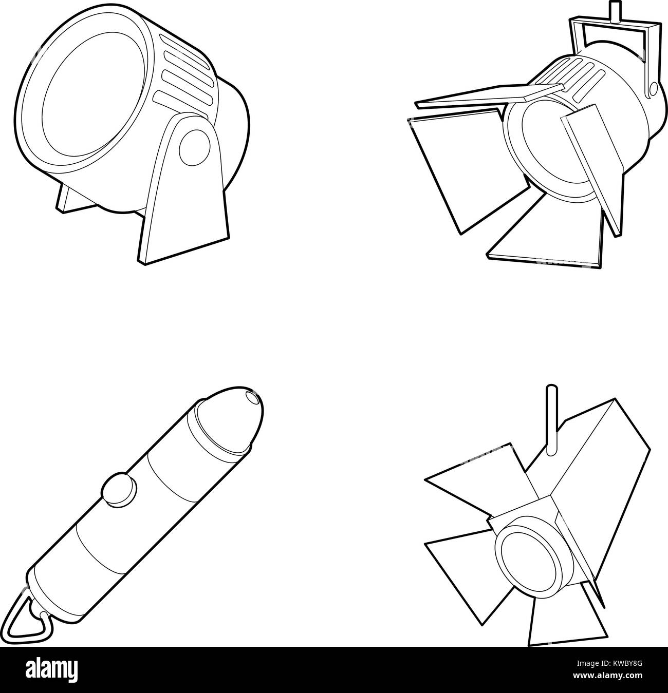 Spotlight icon set, outline style Stock Vector Image & Art - Alamy