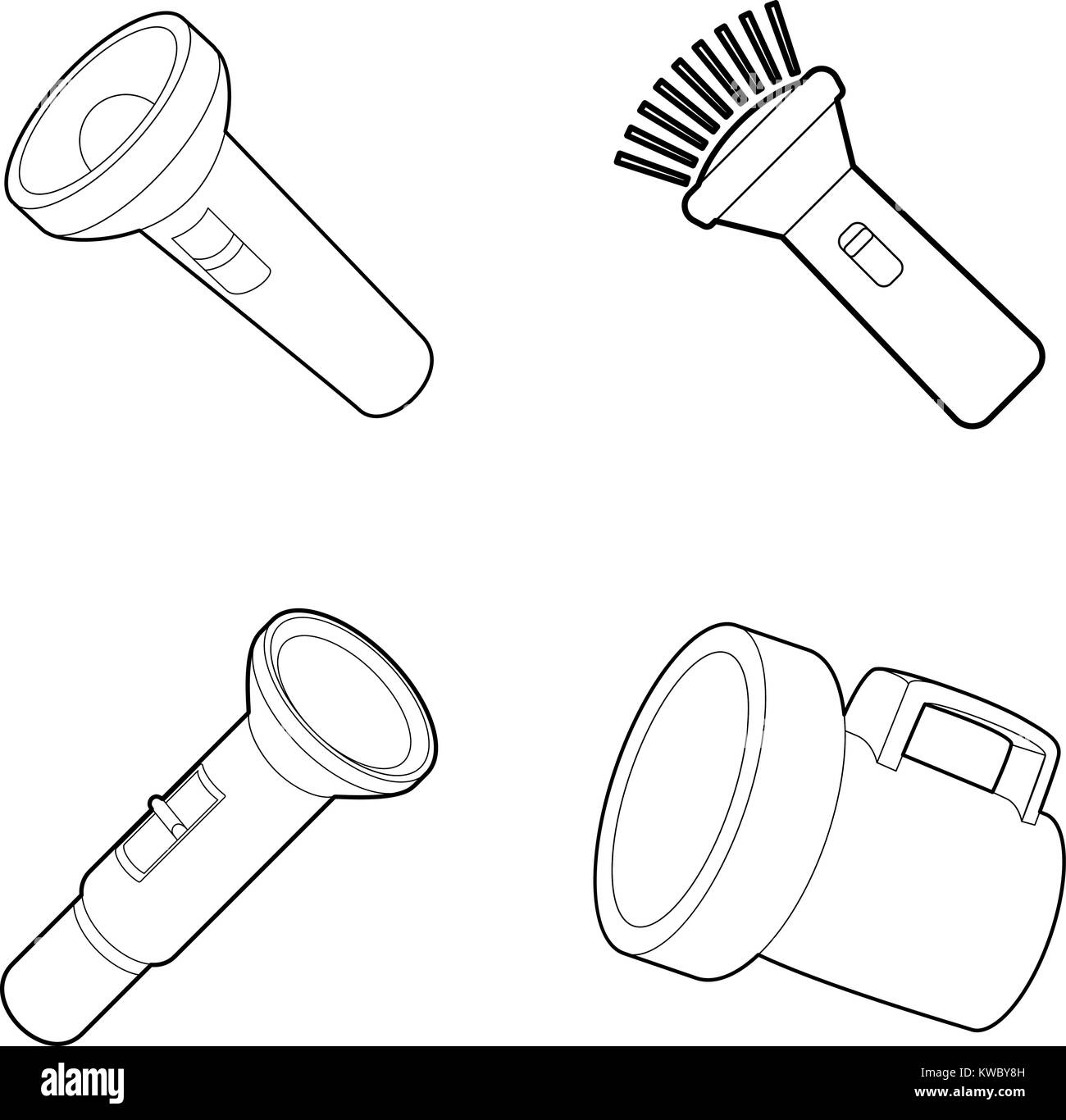 Flashlight icon set, outline style Stock Vector Image & Art - Alamy