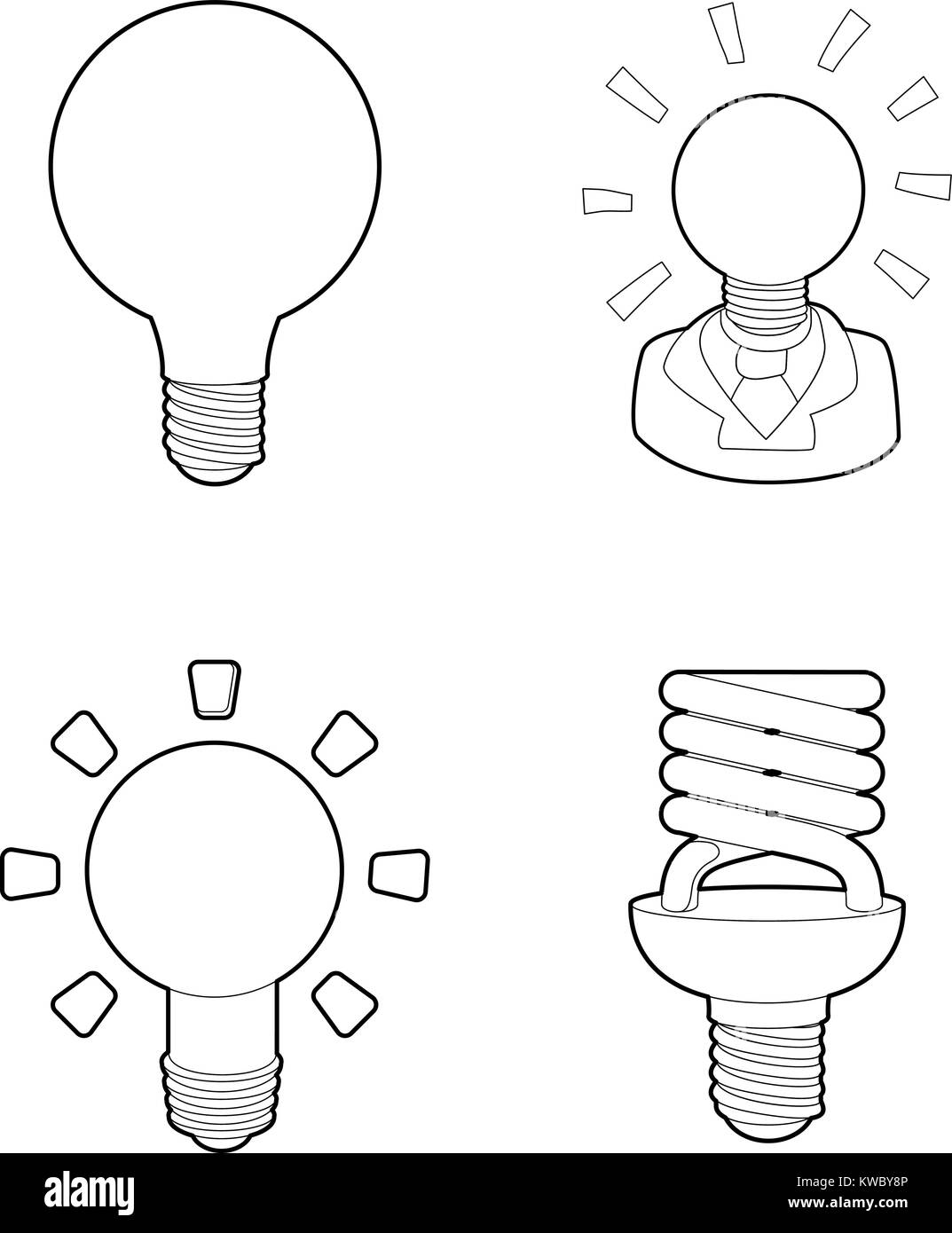 Bulb icon set, outline style Stock Vector Image & Art - Alamy
