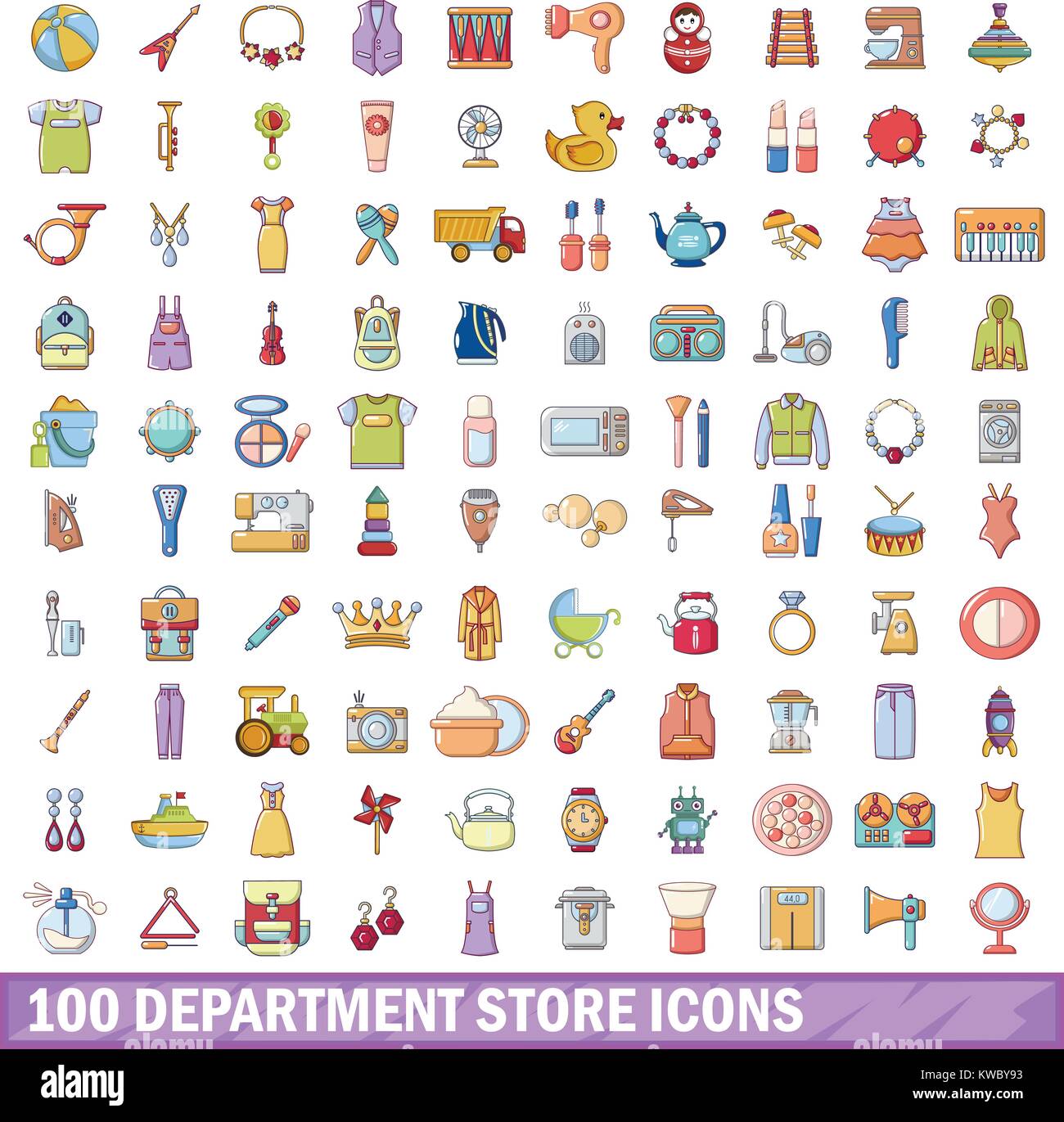 100 department store icons set, cartoon style Stock Vector Image & Art ...