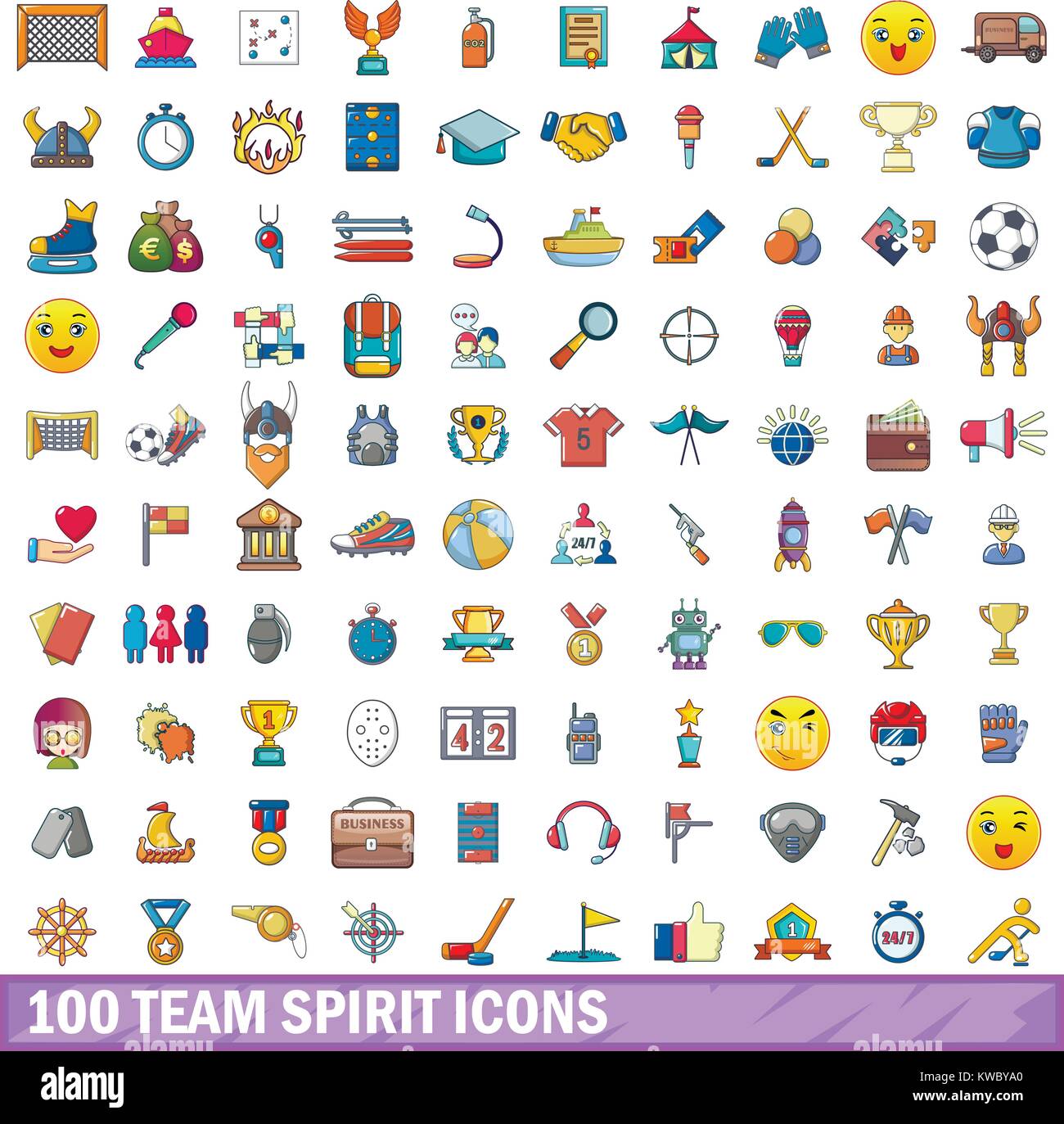 100 team spirit icons set, cartoon style Stock Vector Image & Art - Alamy