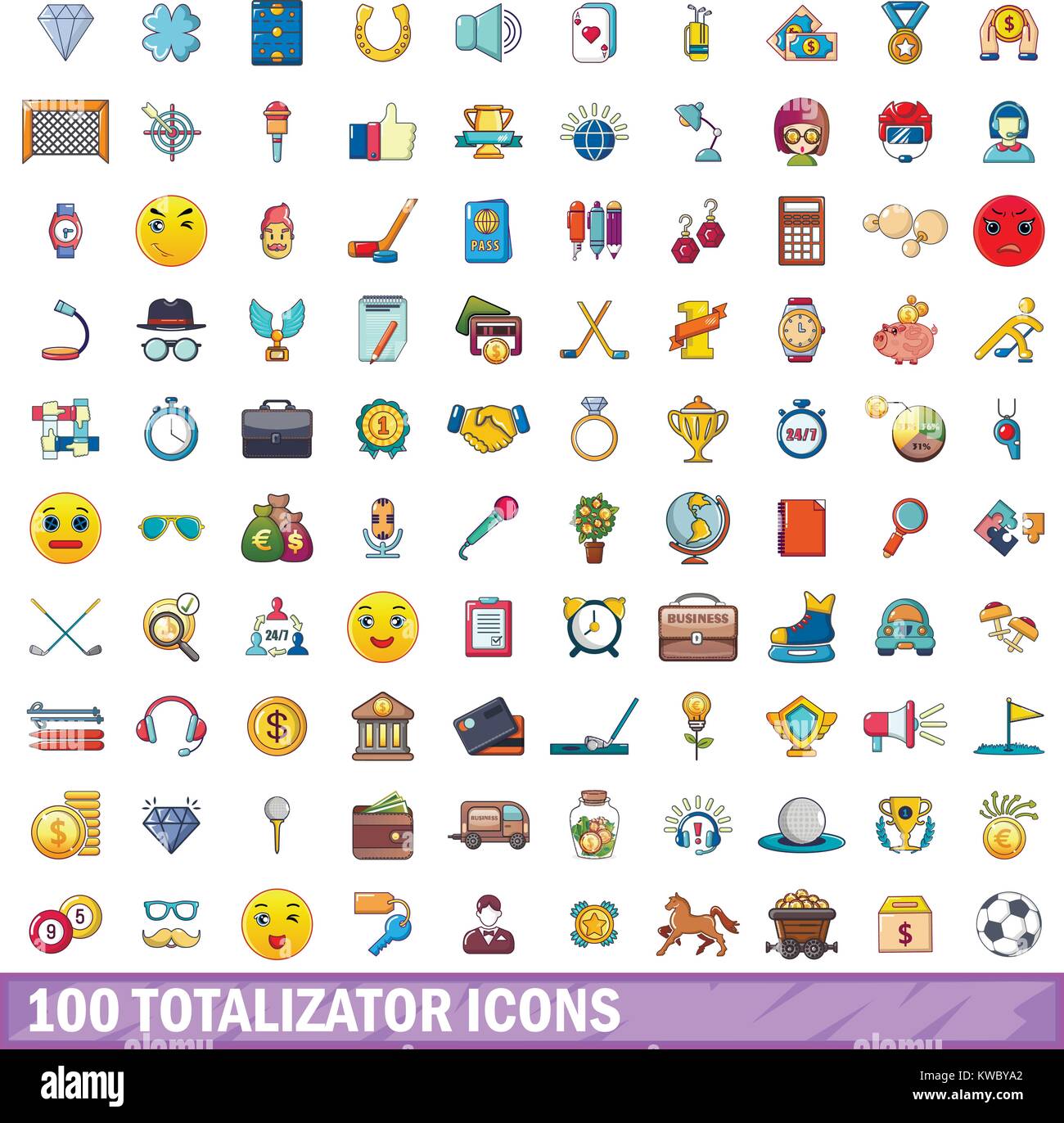 100 totalizator icons set, cartoon style Stock Vector Image & Art - Alamy