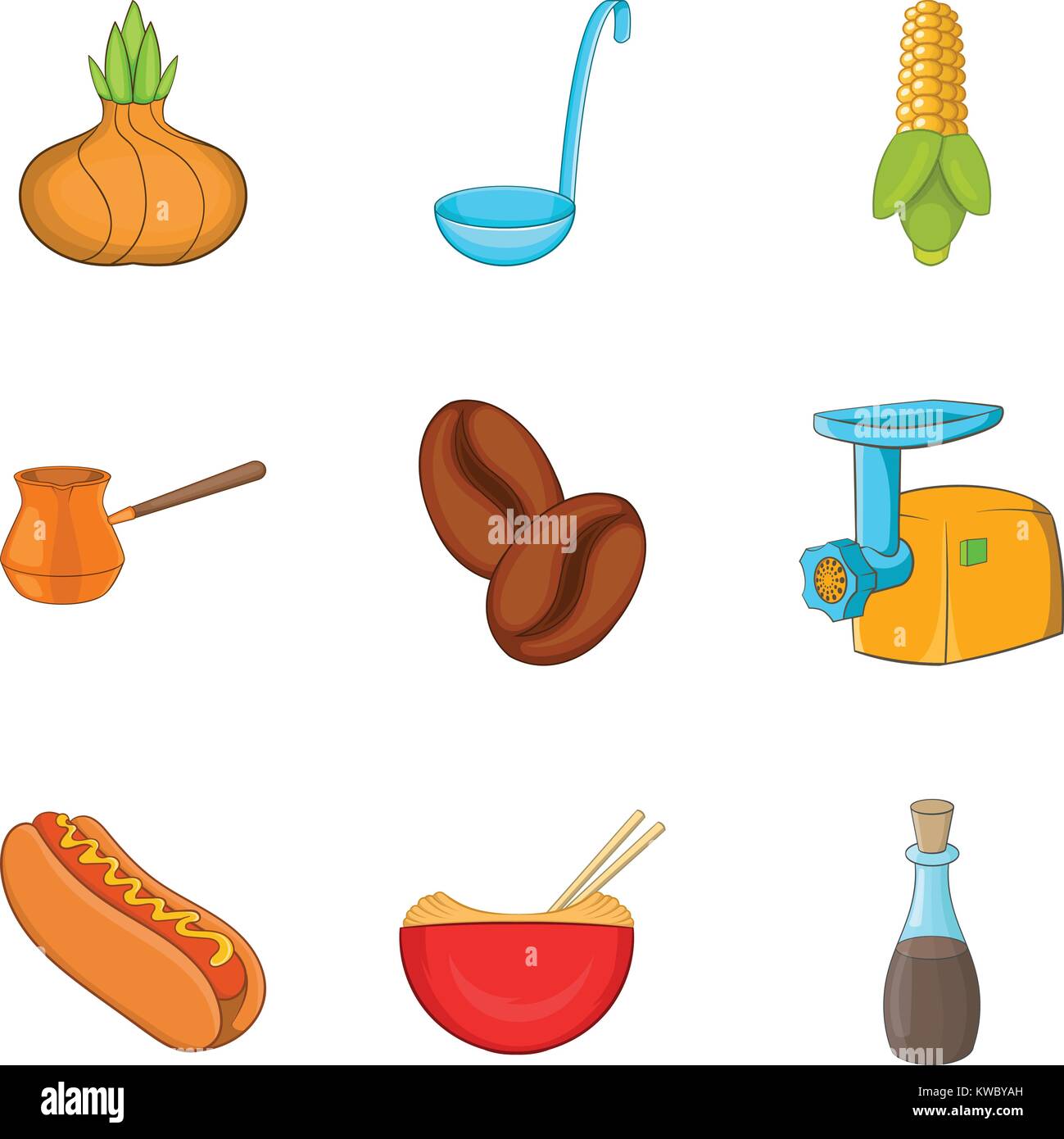 Make a breakfast icons set, cartoon style Stock Vector Image & Art - Alamy