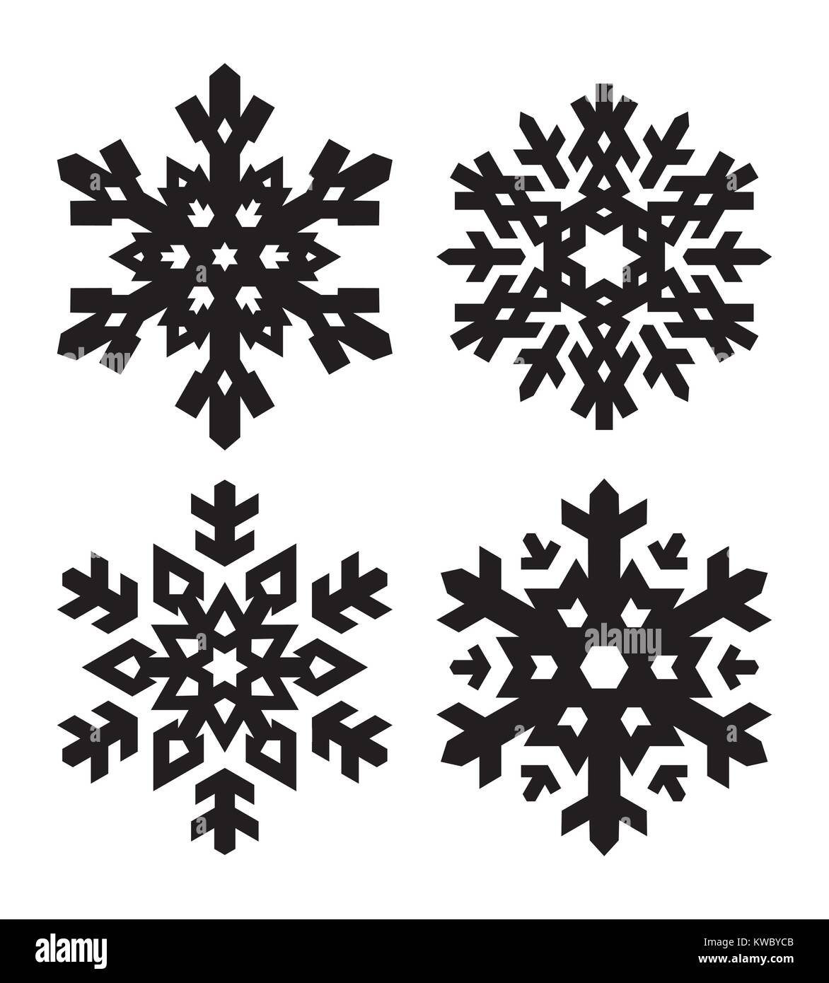 Set of 4 simple shape stylish black snowflakes for your design. Vector ...
