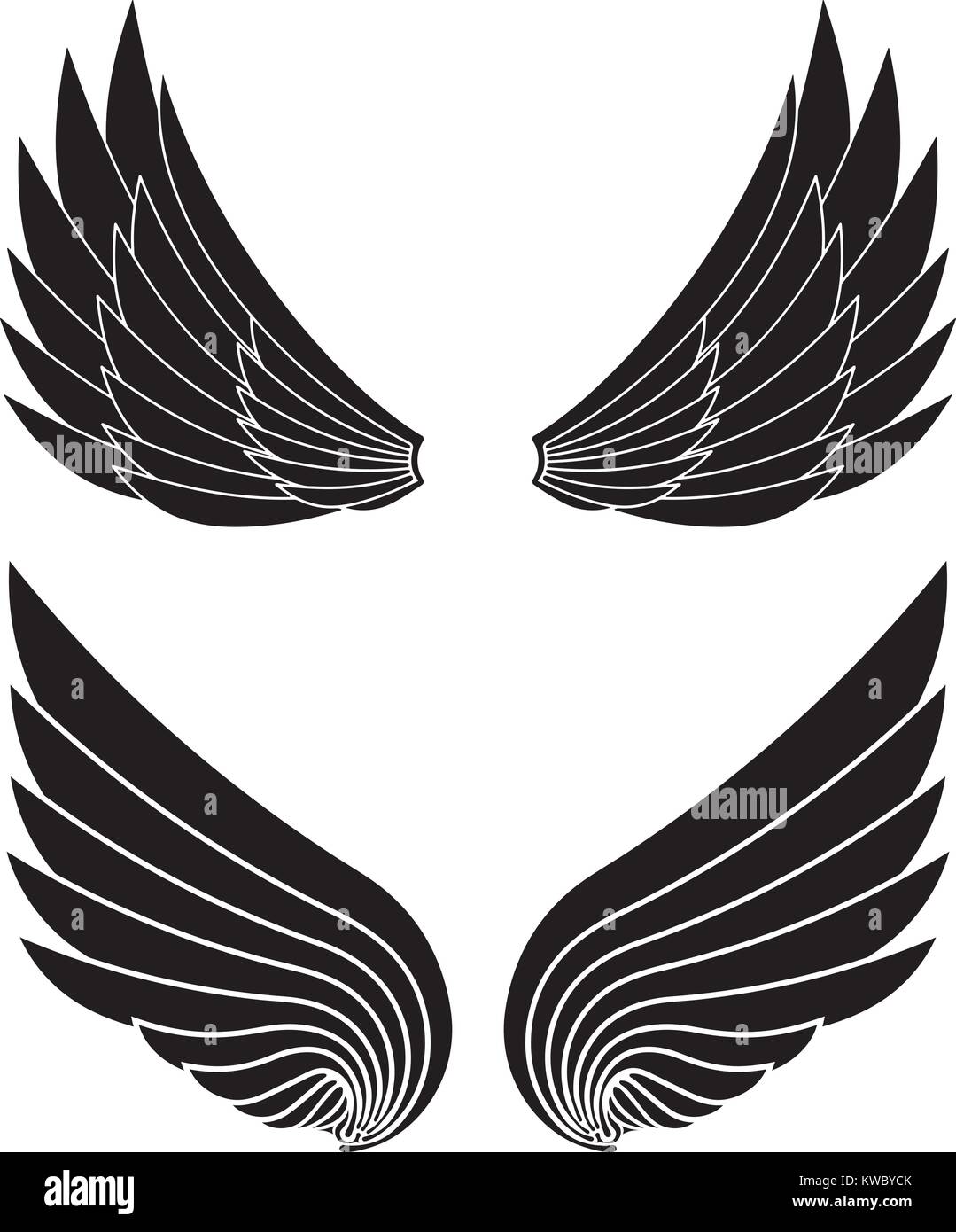 Two pairs of decorative vector wings isolated on white Stock Vector ...