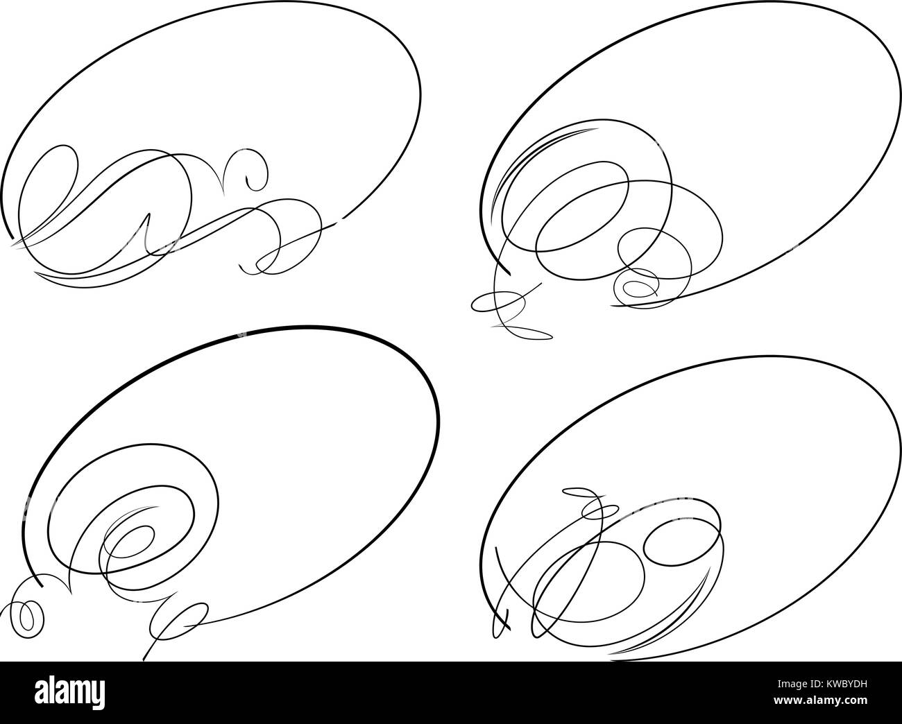 Beautiful collection of oval frames. Vector illustration Stock Vector ...