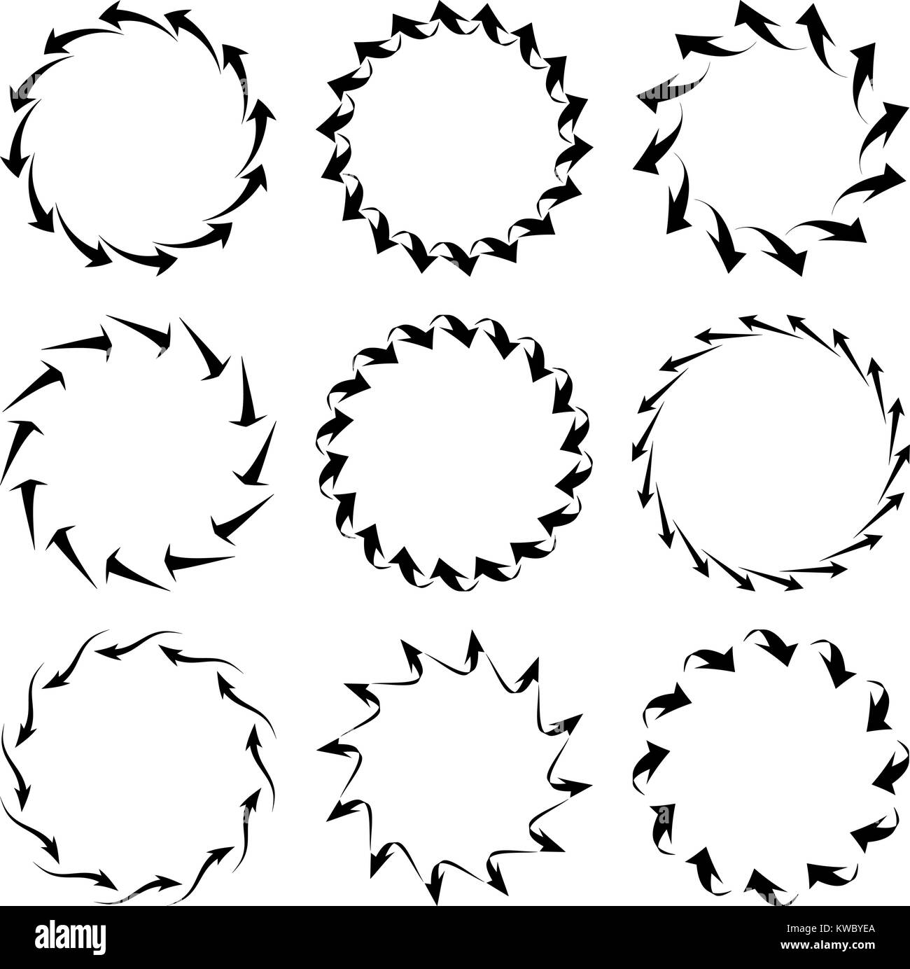 Unusual ornate arrows frames. Set of decors for logo design Stock ...