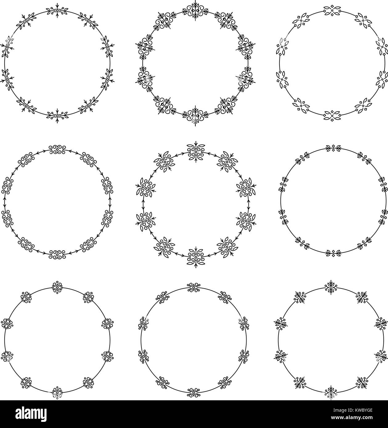Set of nine decorative vector round frames Stock Vector Image & Art - Alamy