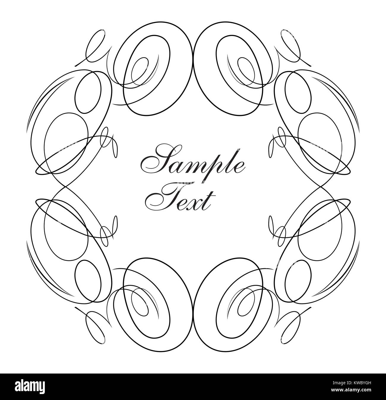 Floral frame design swirls Black and White Stock Photos & Images - Alamy