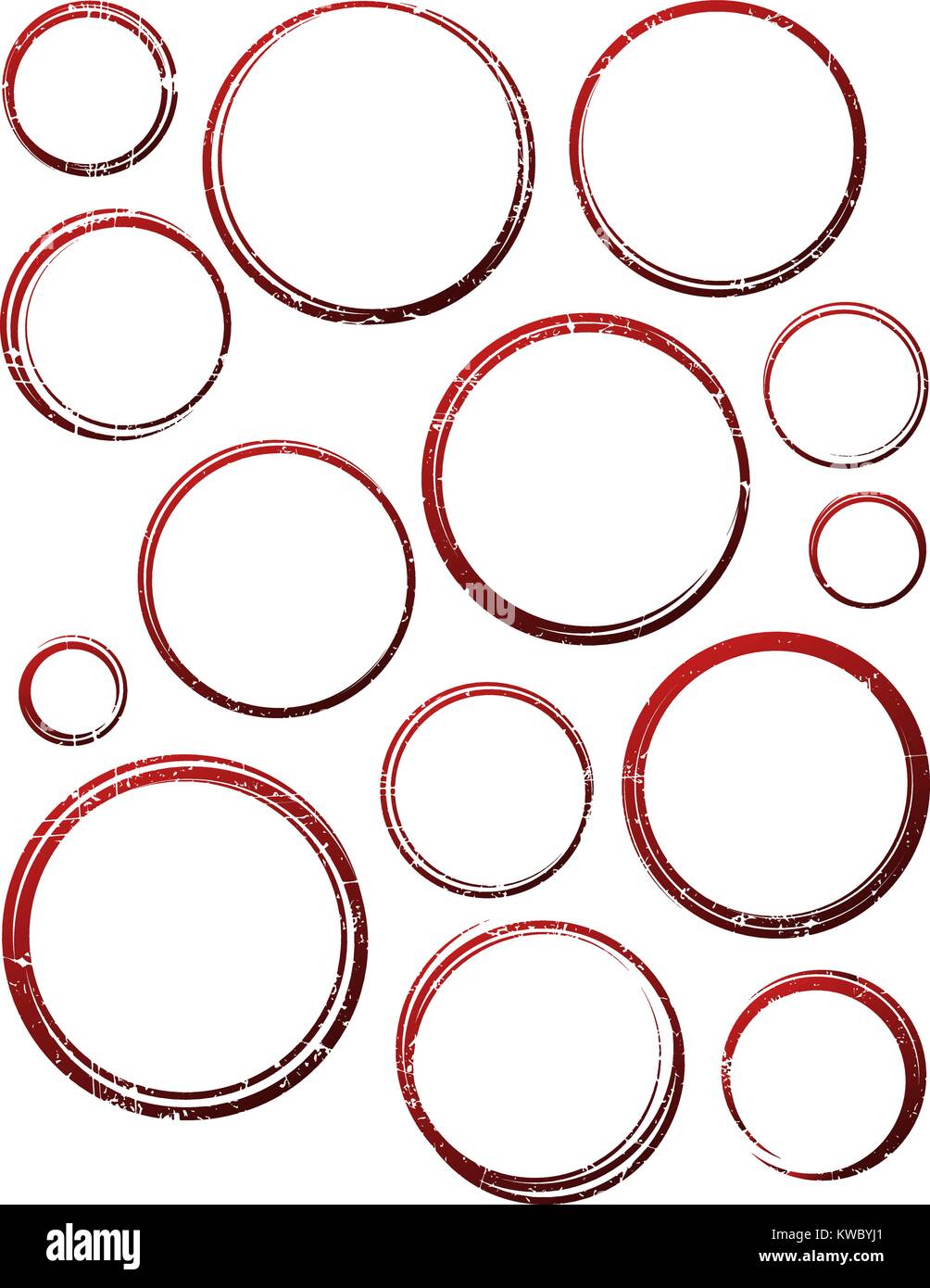 Set of 15 red round grunge vector templates for rubber stamps Stock ...