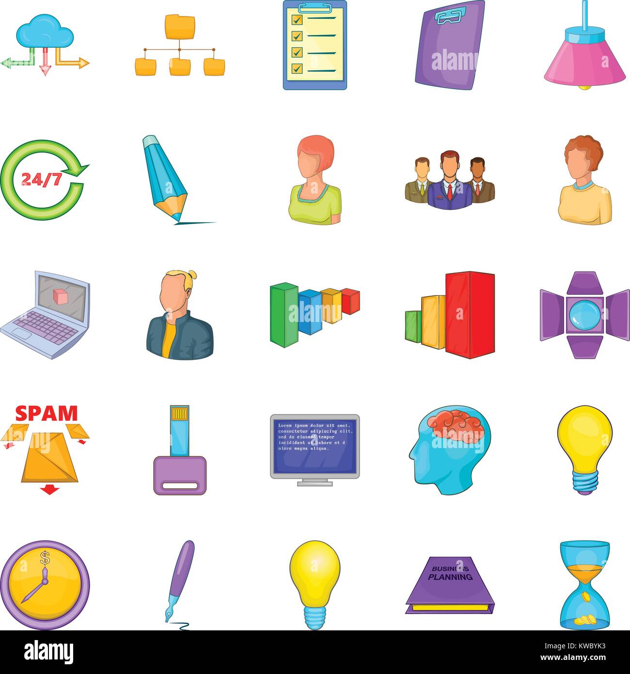 Working mood icons set, cartoon style Stock Vector Image & Art - Alamy