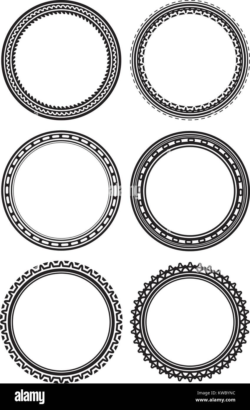 Set of 6 round frames or templates for rubber stamps Stock Vector Image ...