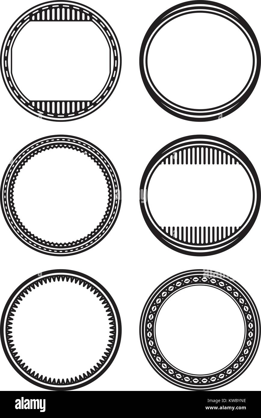 Set of 6 round frames or templates for rubber stamps Stock Vector Image ...