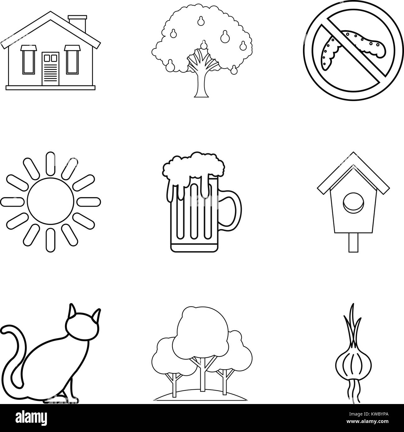 Hamlet icons set, outline style Stock Vector Image & Art - Alamy