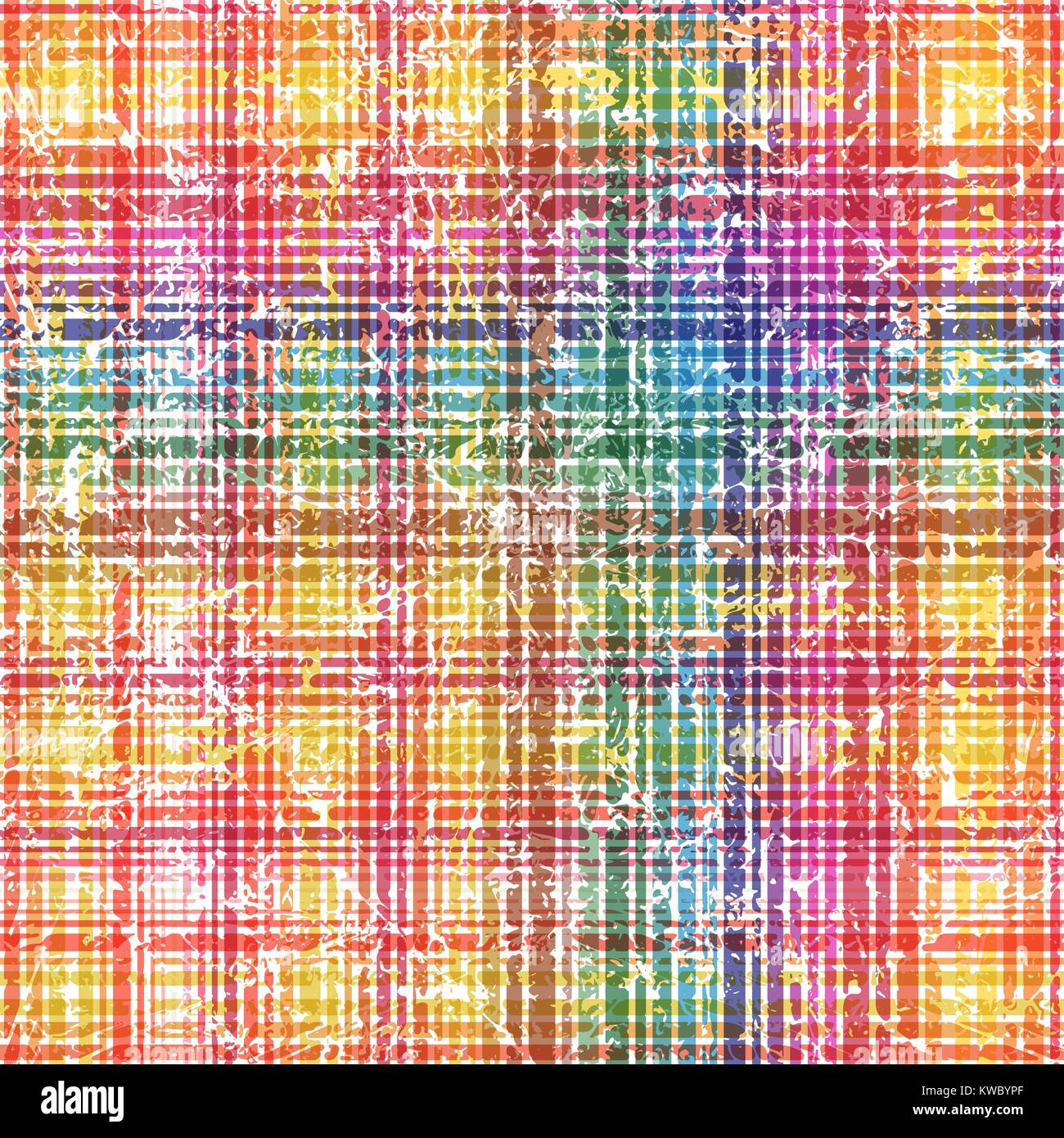 Seamless colorful checkered grunge style shabby pattern. Vector ...