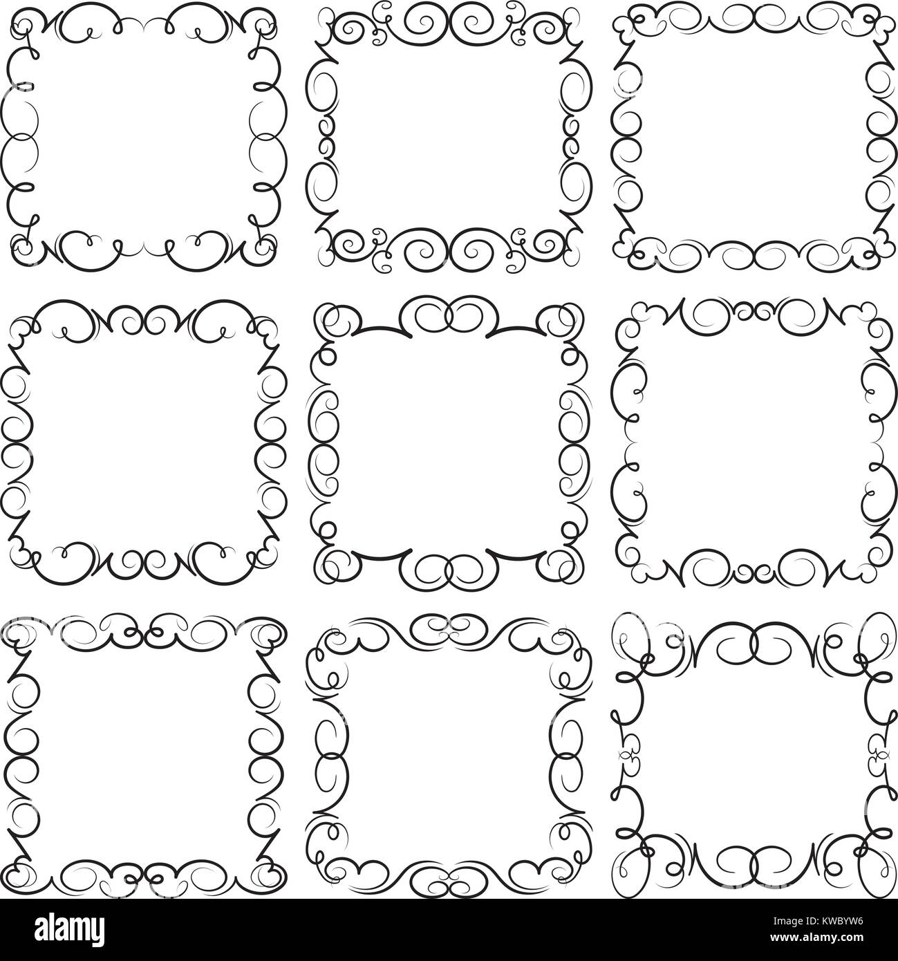 Set of 9 decorative vector frames Stock Vector Image & Art - Alamy