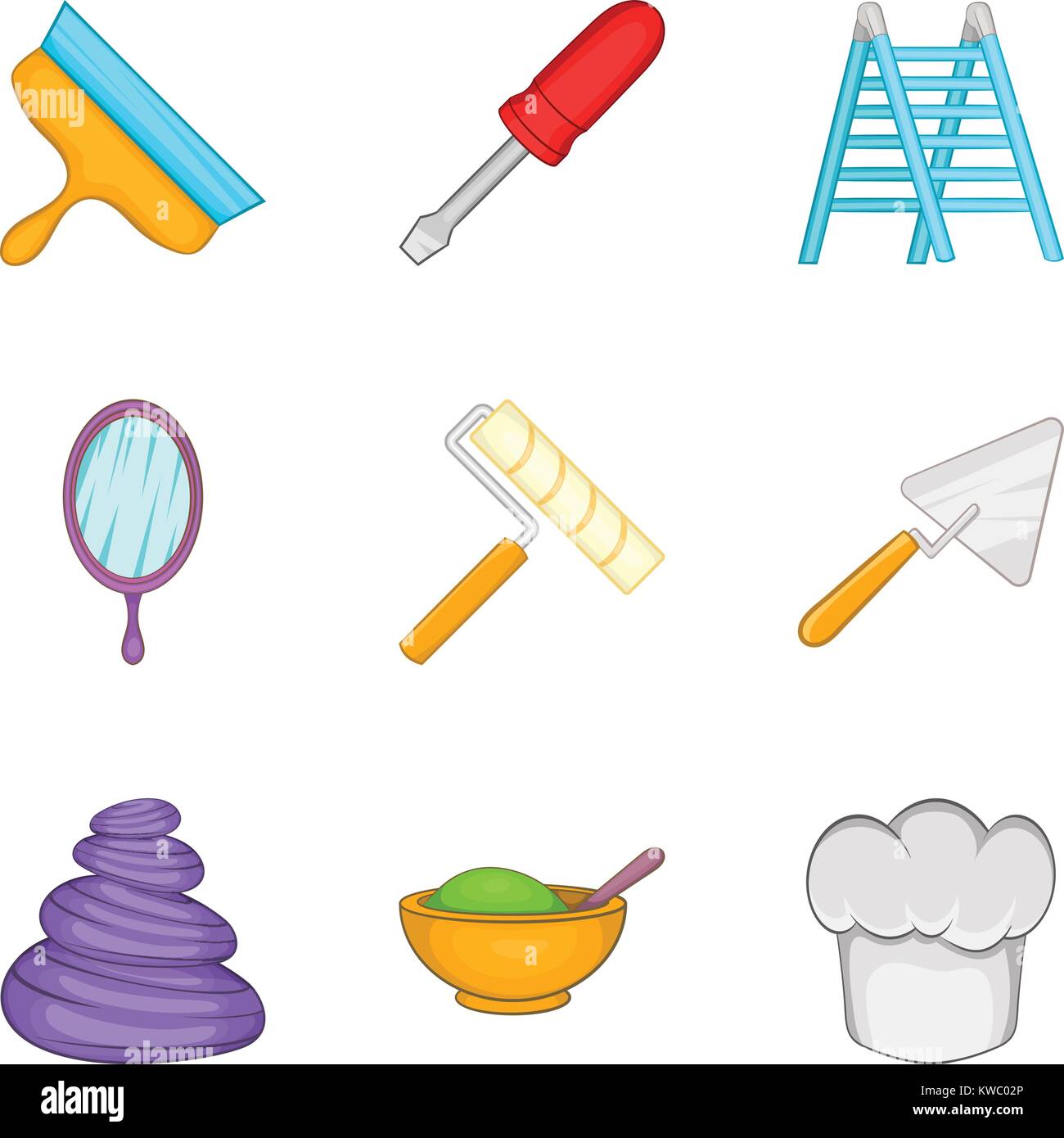 Handmade icons set, cartoon style Stock Vector Image & Art - Alamy