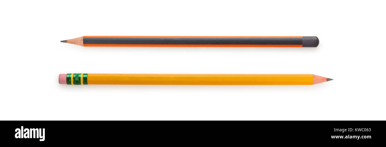 Two sharpened pencils isolated on white background Stock Photo - Alamy