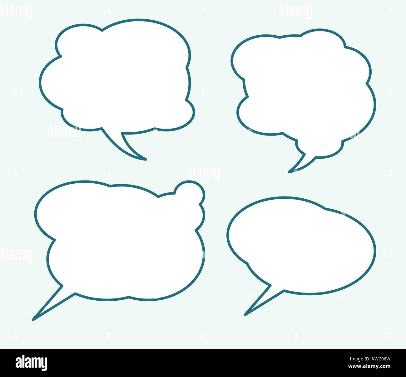 Set of four very simple talking bubbles with full editable stroke ...