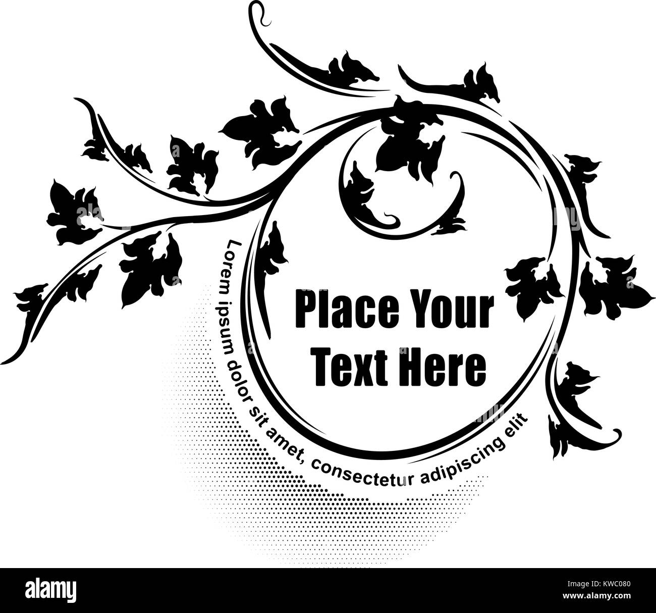 Elegant oval floral vector frame. Template for your design or text ...