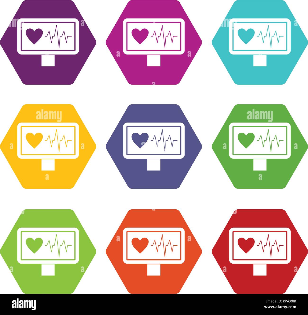 Heart rate monitoring icon set hi-res stock photography and images - Alamy