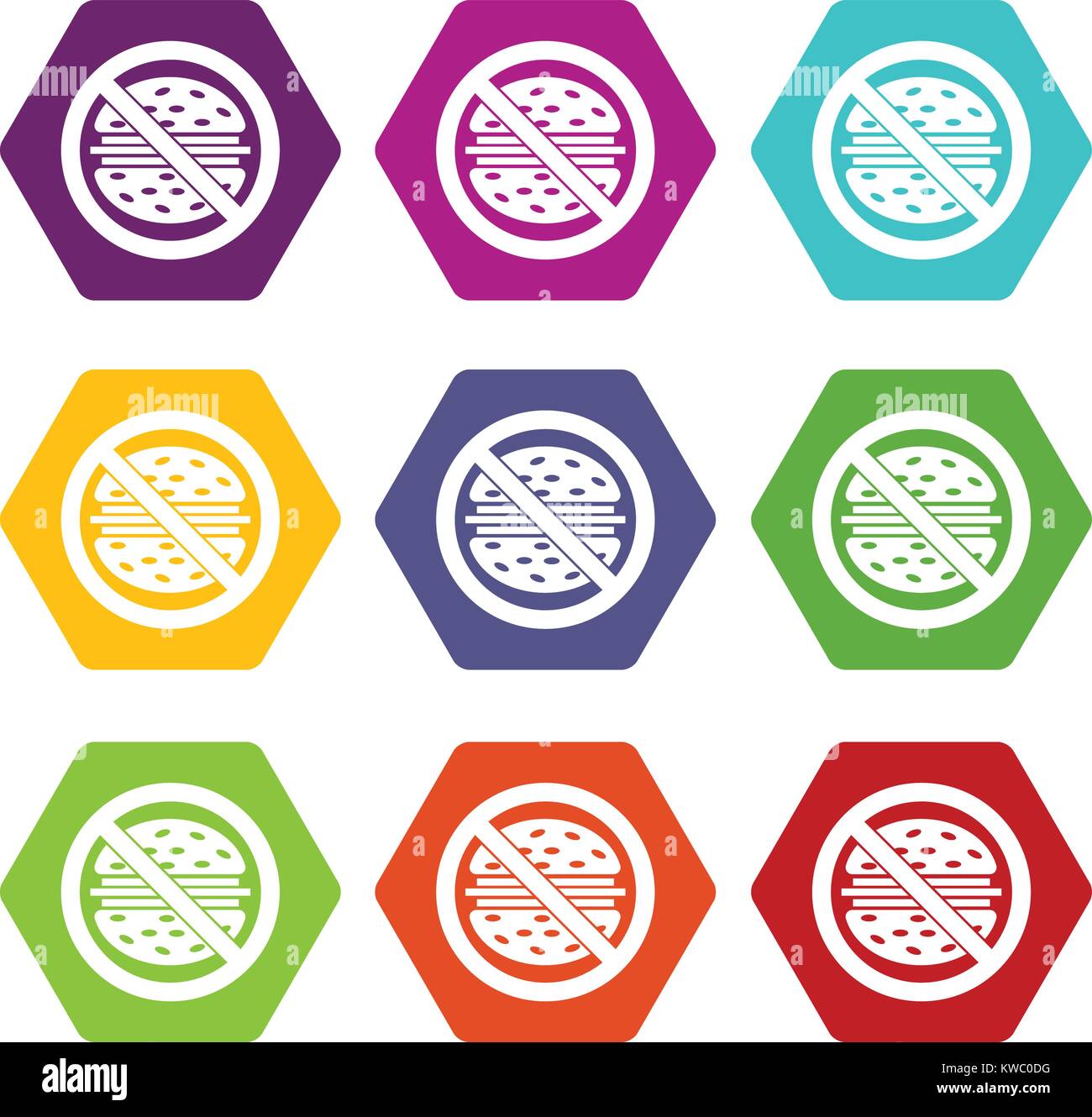 Stop fast food icon set color hexahedron Stock Vector Image & Art - Alamy