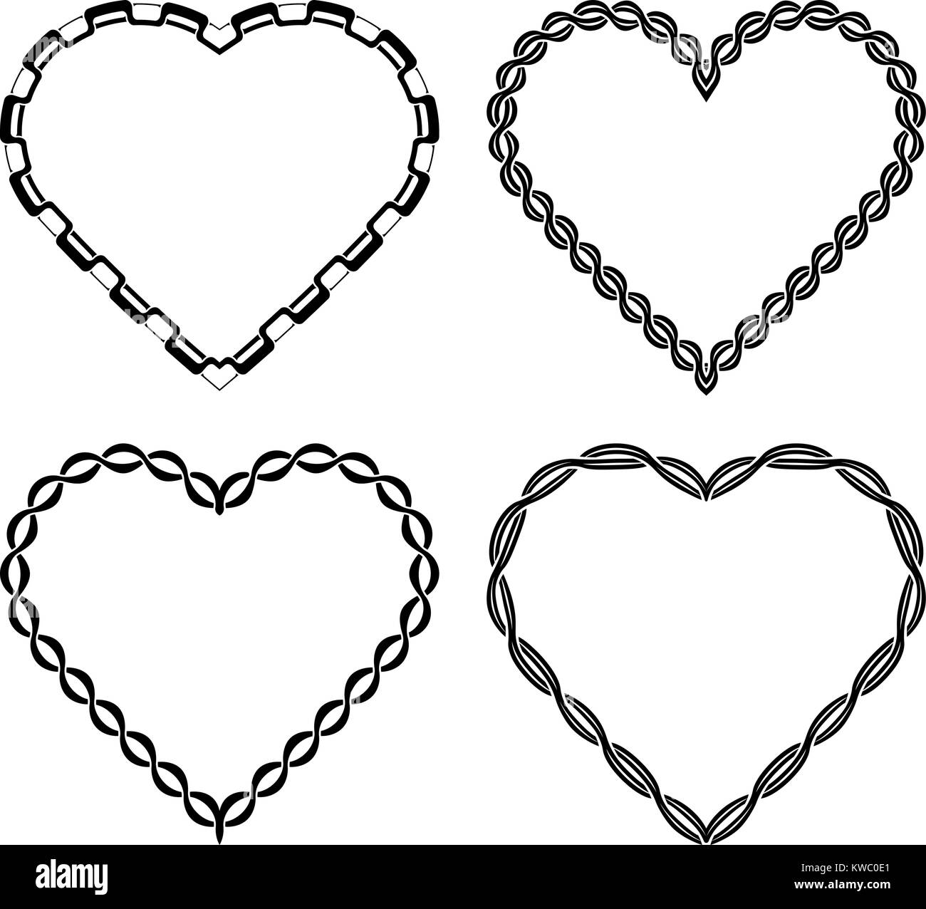 Set of 4 rich decorated ornate heart shaped frames for your design or ...