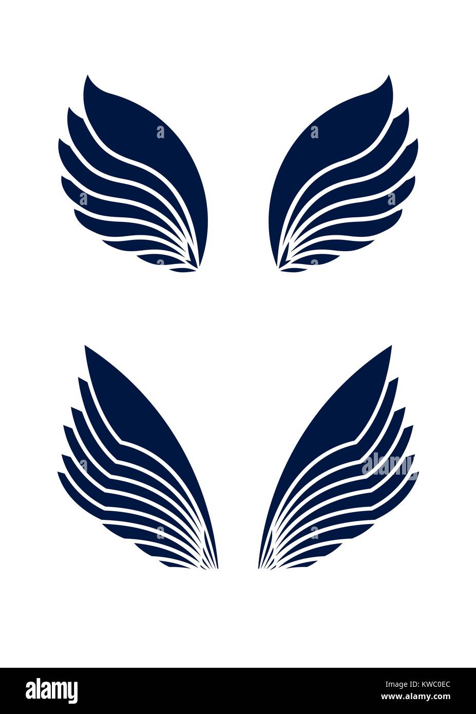 Two pair of decorative vector wings isolated on white Stock Vector ...