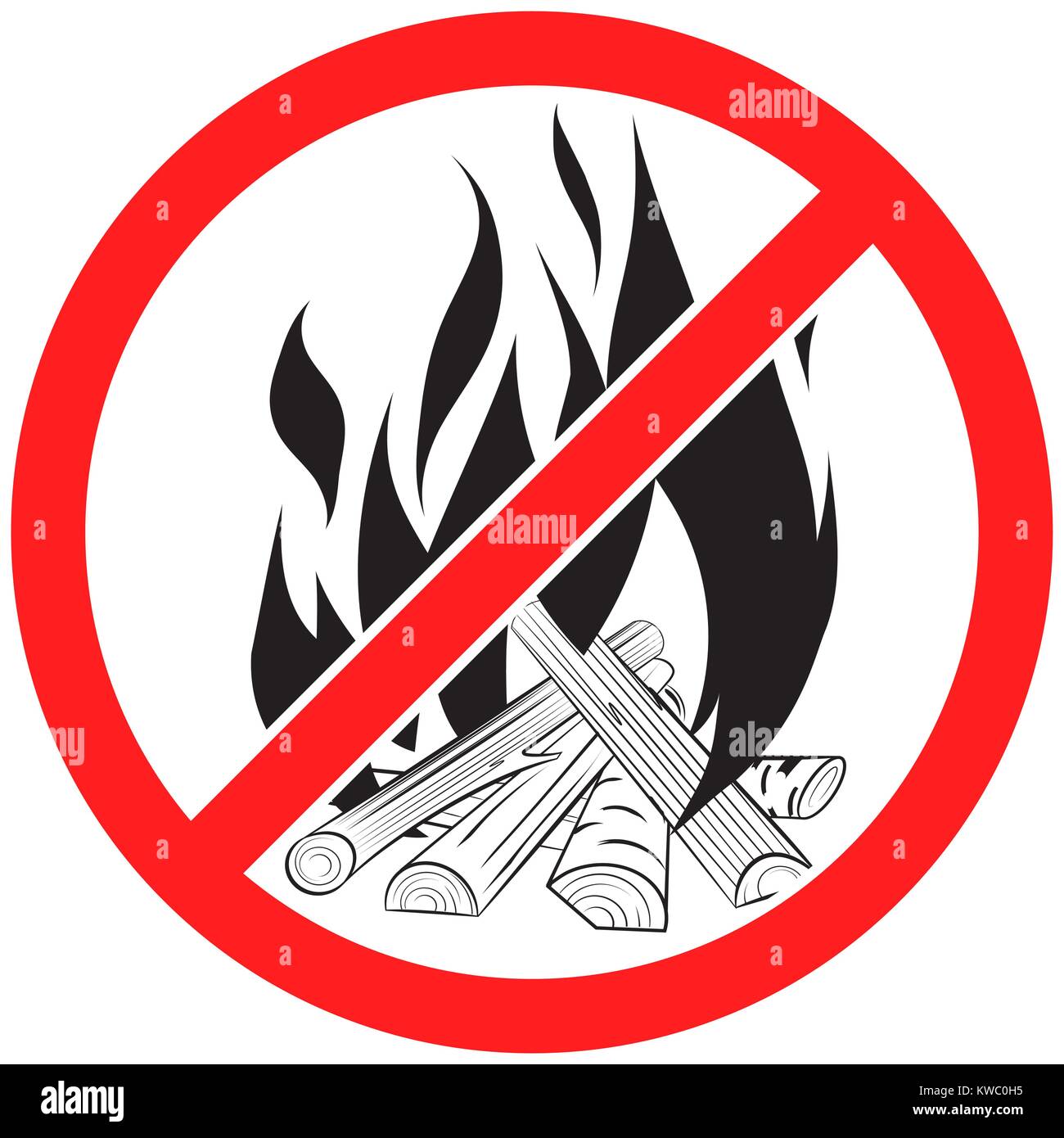 Prohibition sign icon no bonfire vector illustration Stock Vector Image ...