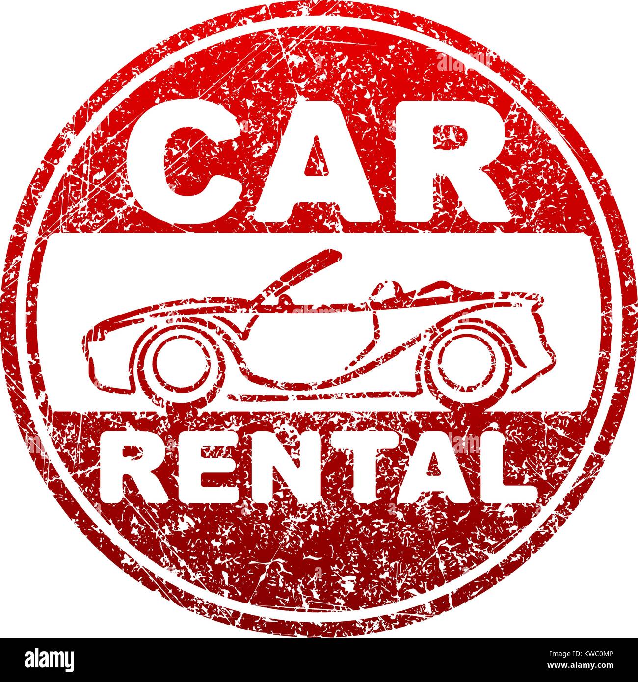 Car rental red rubber stamp grunge template with silhouette of ...