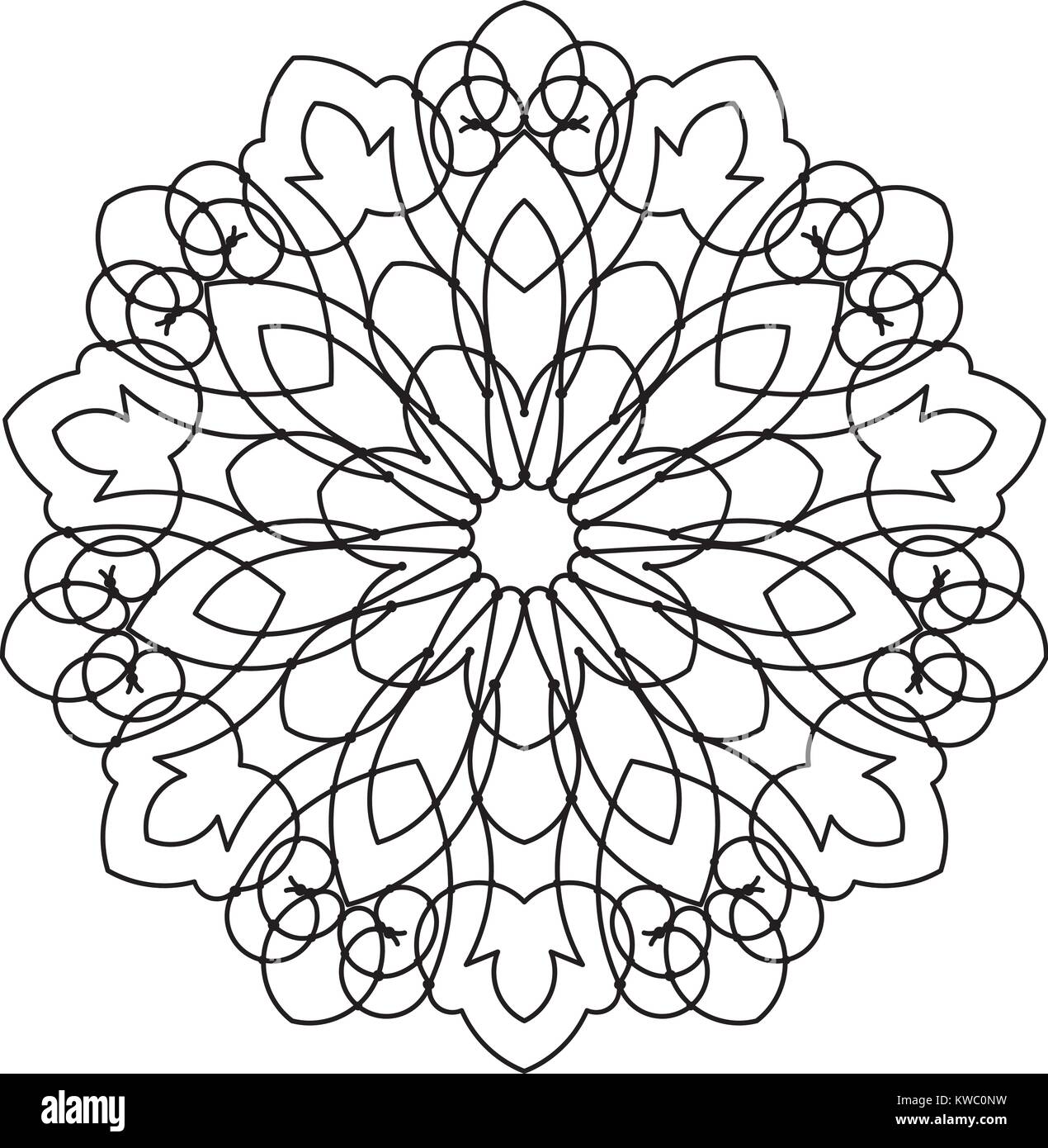 Abstract vector black lace design in mono line style - septangular ...