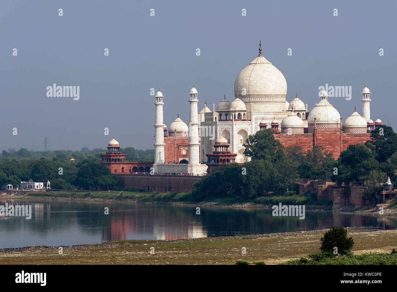 Aerial view of Taj Mahal from Agra Fort, Agra, Uttar Pradesh, India ...
