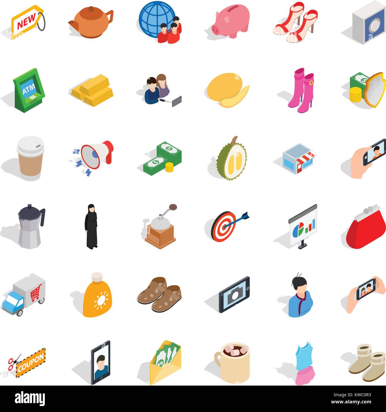 Lady icons set, isometric style Stock Vector Image & Art - Alamy