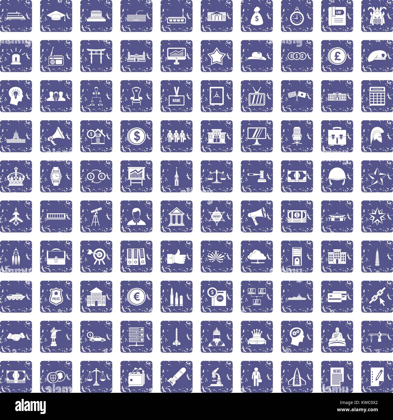 100 government icons set grunge sapphire Stock Vector Image & Art - Alamy