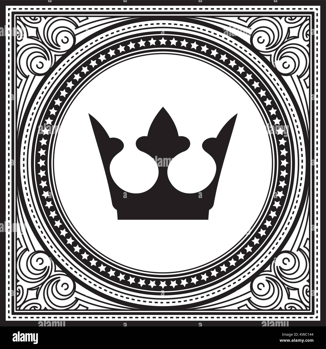 Unusual, decorative lace ornament, square vintage frame with crown in ...