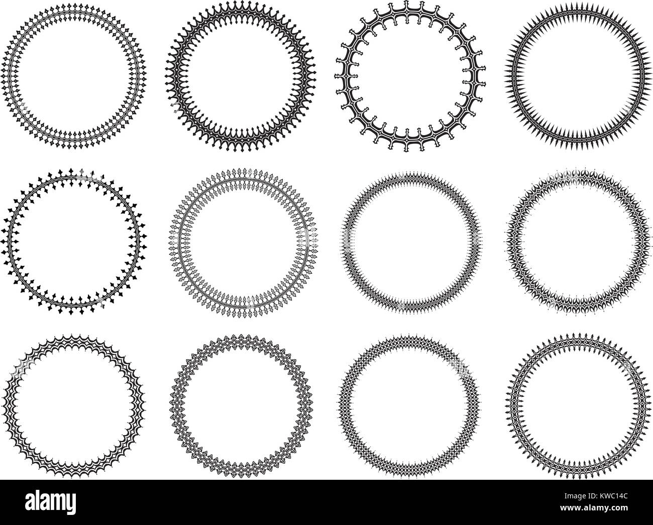 Set of 12 vintage decorative vector round frames for your design Stock ...
