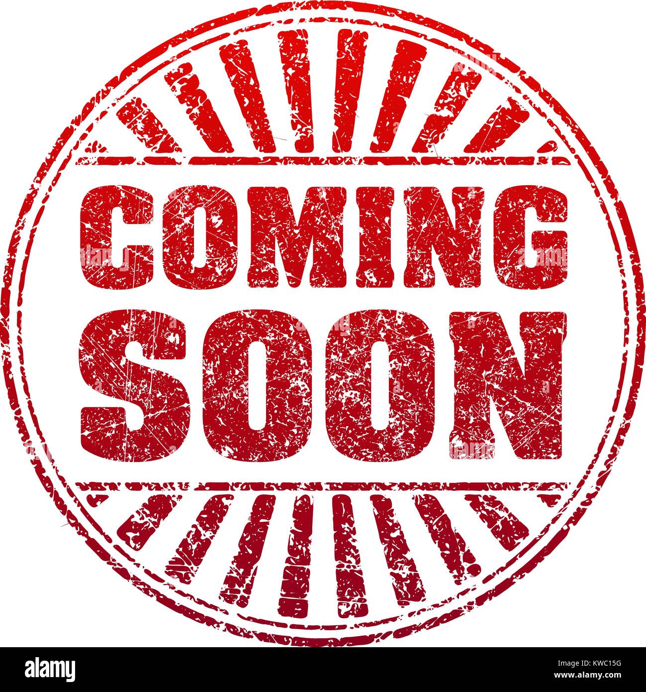 Coming soon red grunge style rubber stamp with rays Stock Vector Image ...