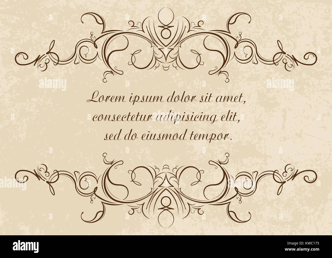 Old frame with a space for text. Retro vintage greeting card ...