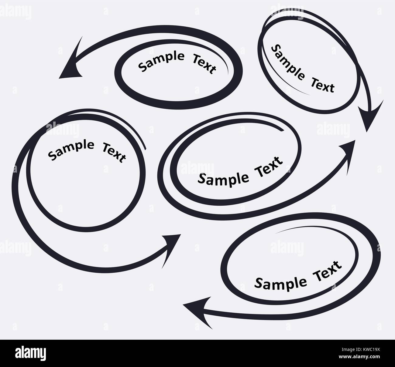 Set of 5 coiled curved arrows icons for text or advertising design ...