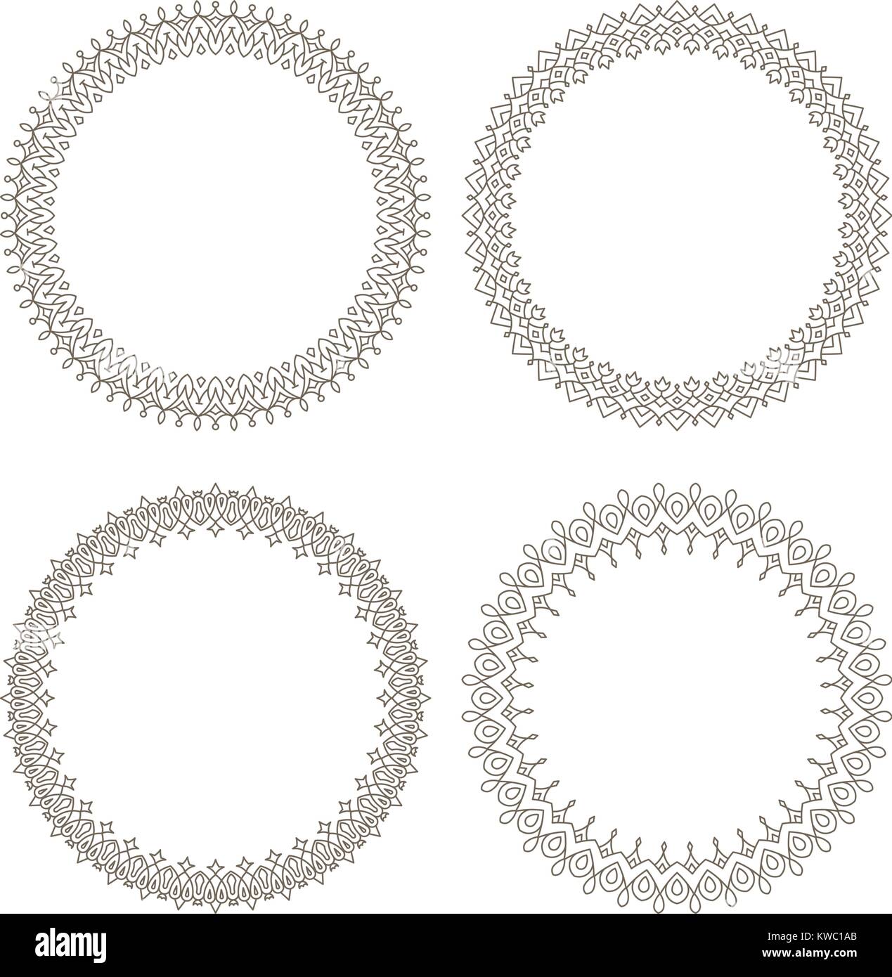 Set of 4 rich decorated calligraphic round frames Stock Vector Image ...