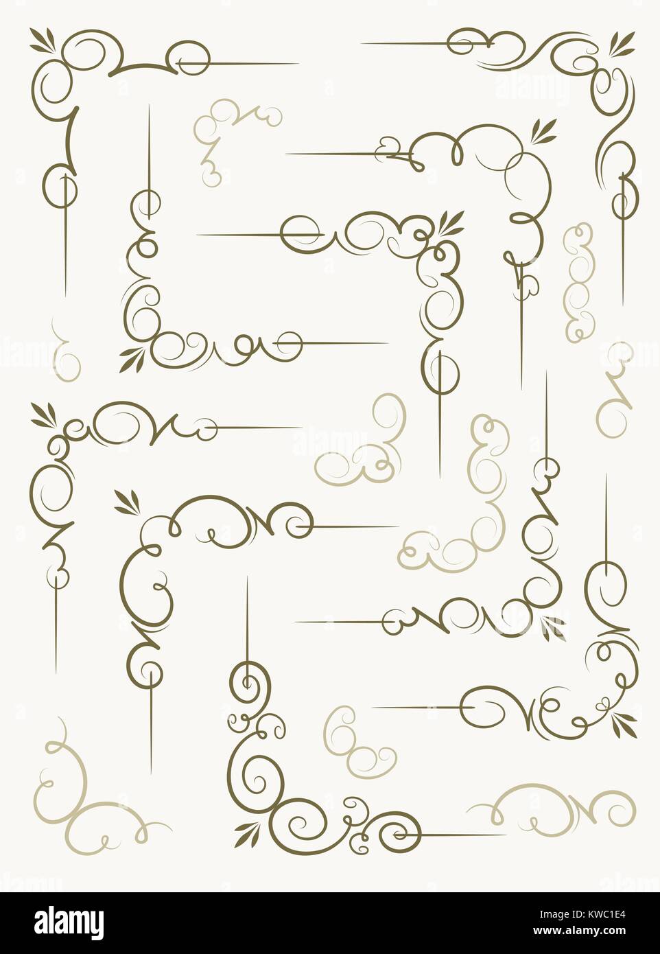 Big set of ornamental corners and decorative elements. Vector ...