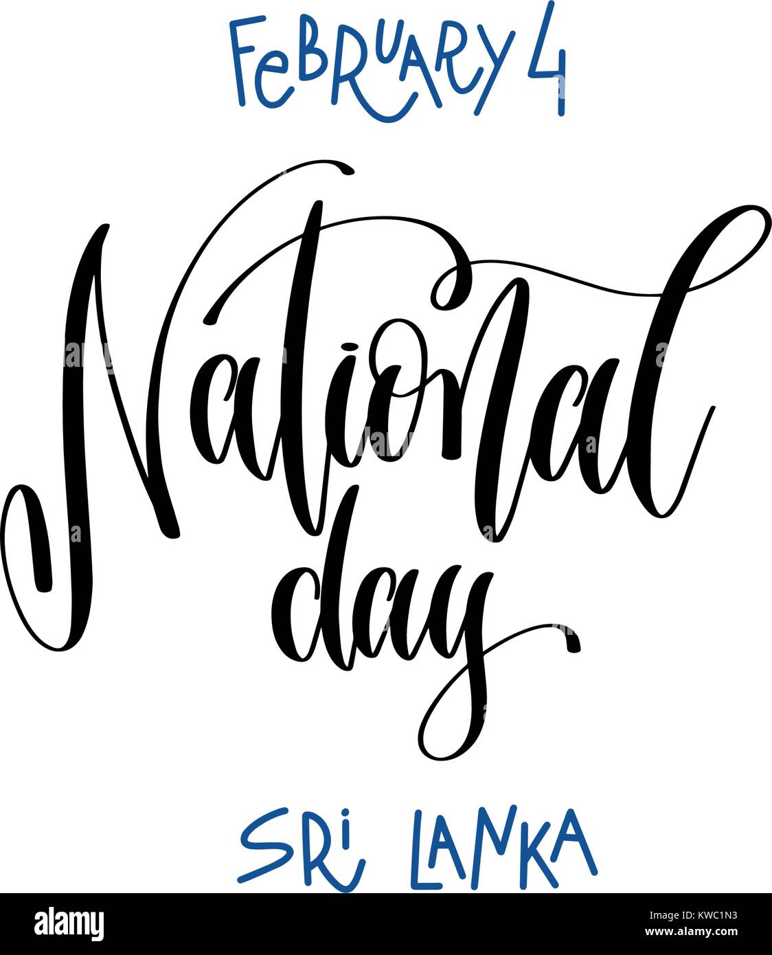 february 4 - national day - sri lanka, hand lettering inscriptio Stock ...