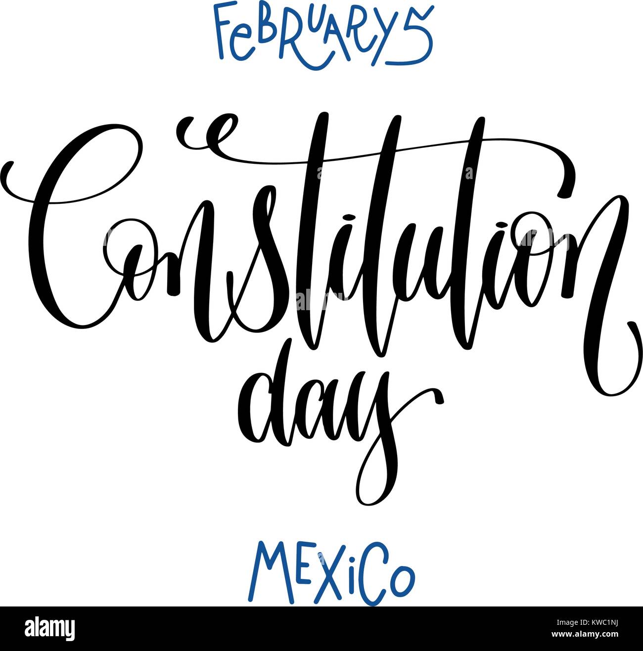 february 5 - constitution day - mexico, hand lettering inscripti Stock ...