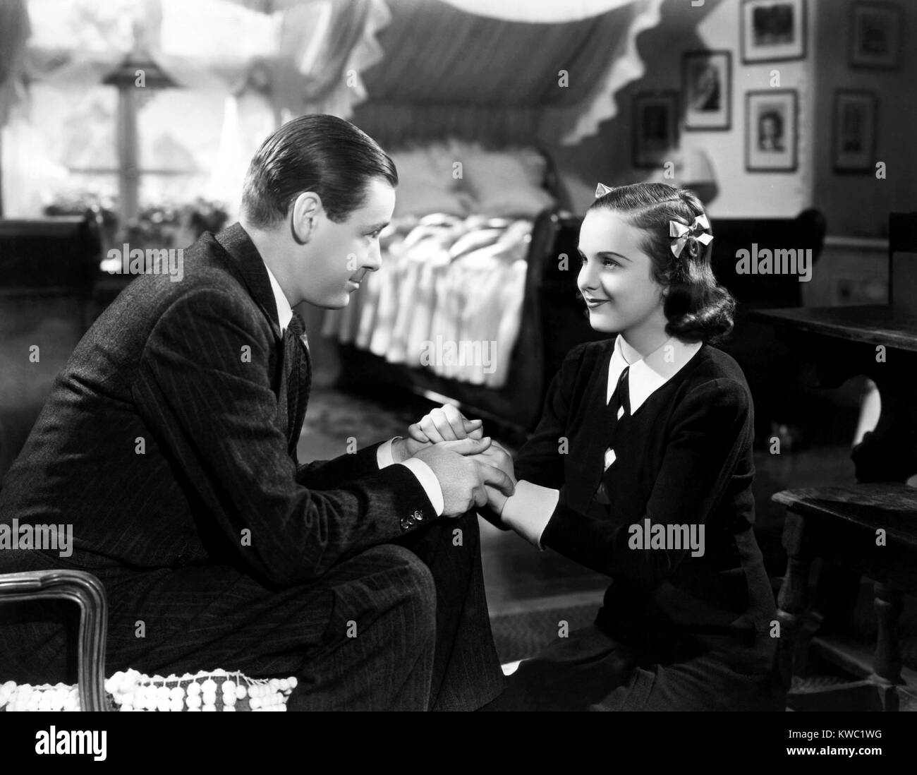 MAD ABOUT MUSIC, from left, Herbert Marshall, Deanna Durbin, 1938 Stock ...