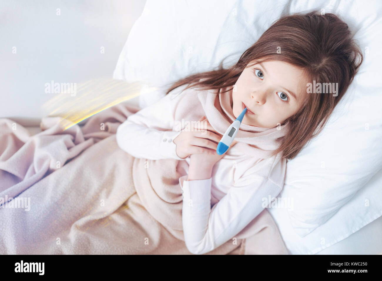 Pretty child feeling herself unwell Stock Photo - Alamy