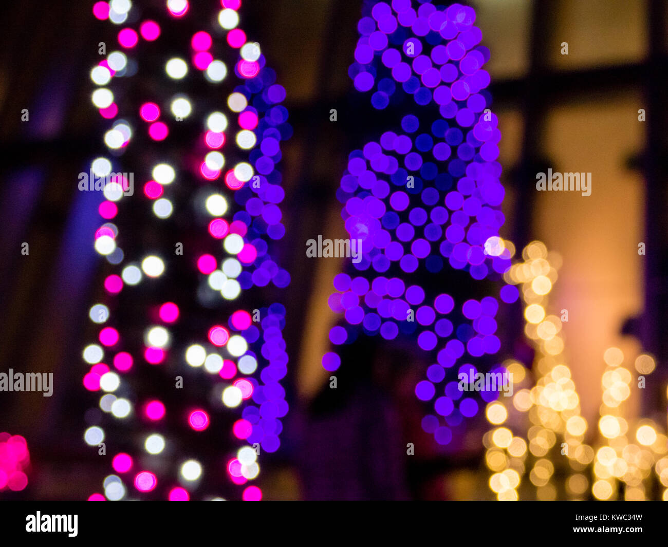 Colorful bokeh with multi colors, festive lights background, Defocused ...