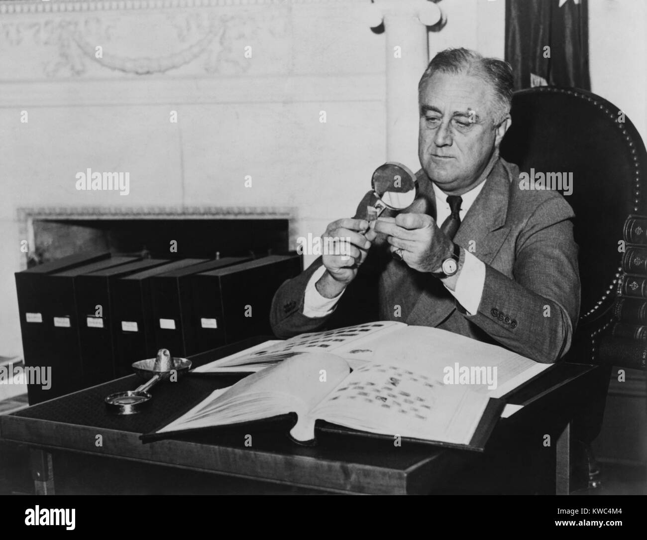 President Franklin Roosevelt after his 1936 re-election, with his stamp ...