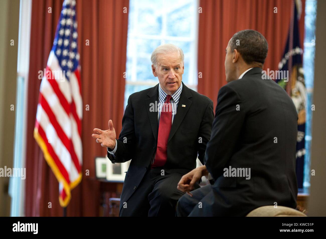 President Barack Obama meets with VP Joe Biden to discuss the ongoing ...